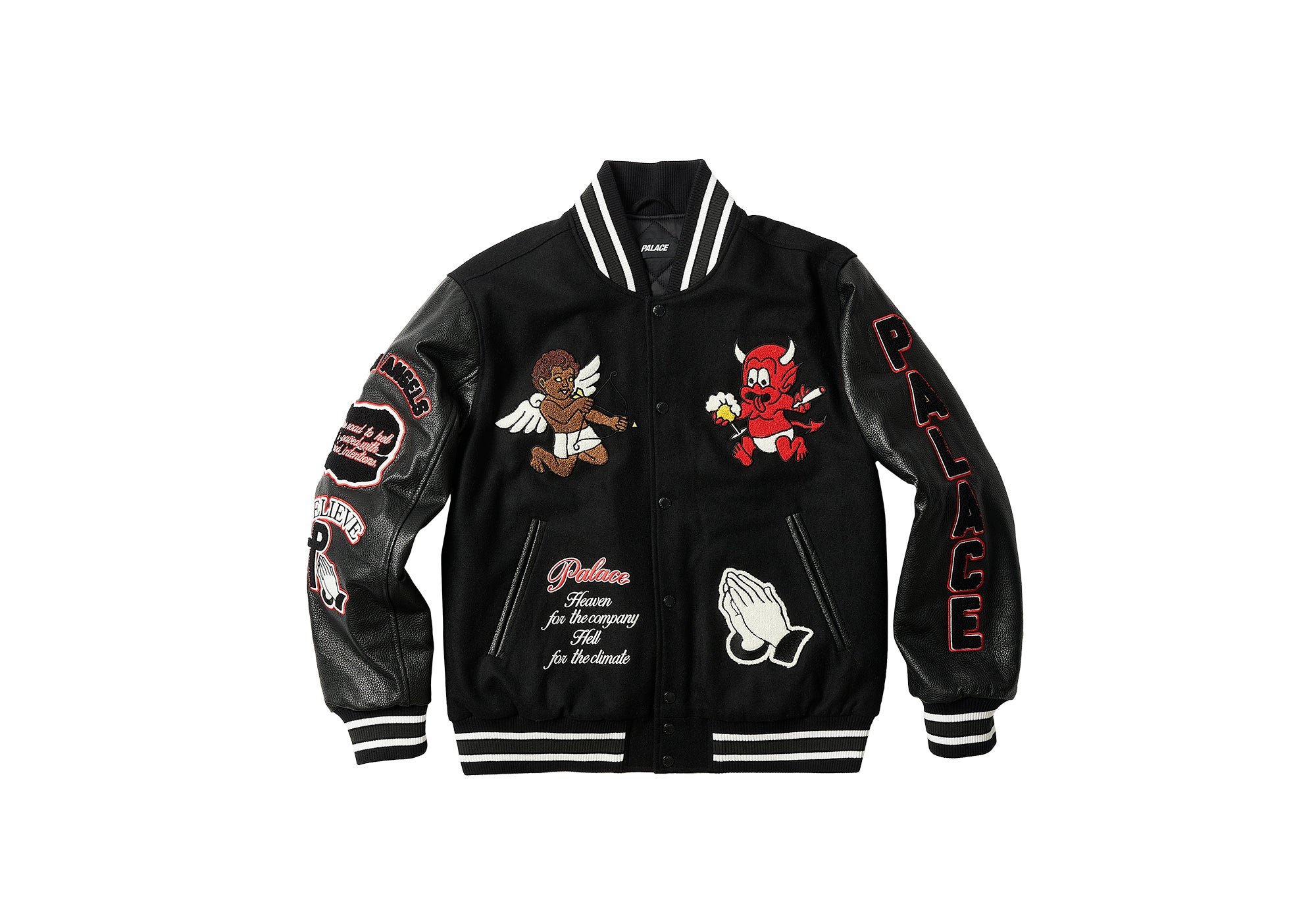 FALLEN ANGELS VARSITY JACKET BLACK - Spring 2023 - Palace