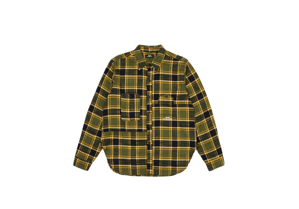 PALACE ENIGNEERED GARMENTS PANEL CHECK WORK SHIRT OLIVE - PalaceCommunity